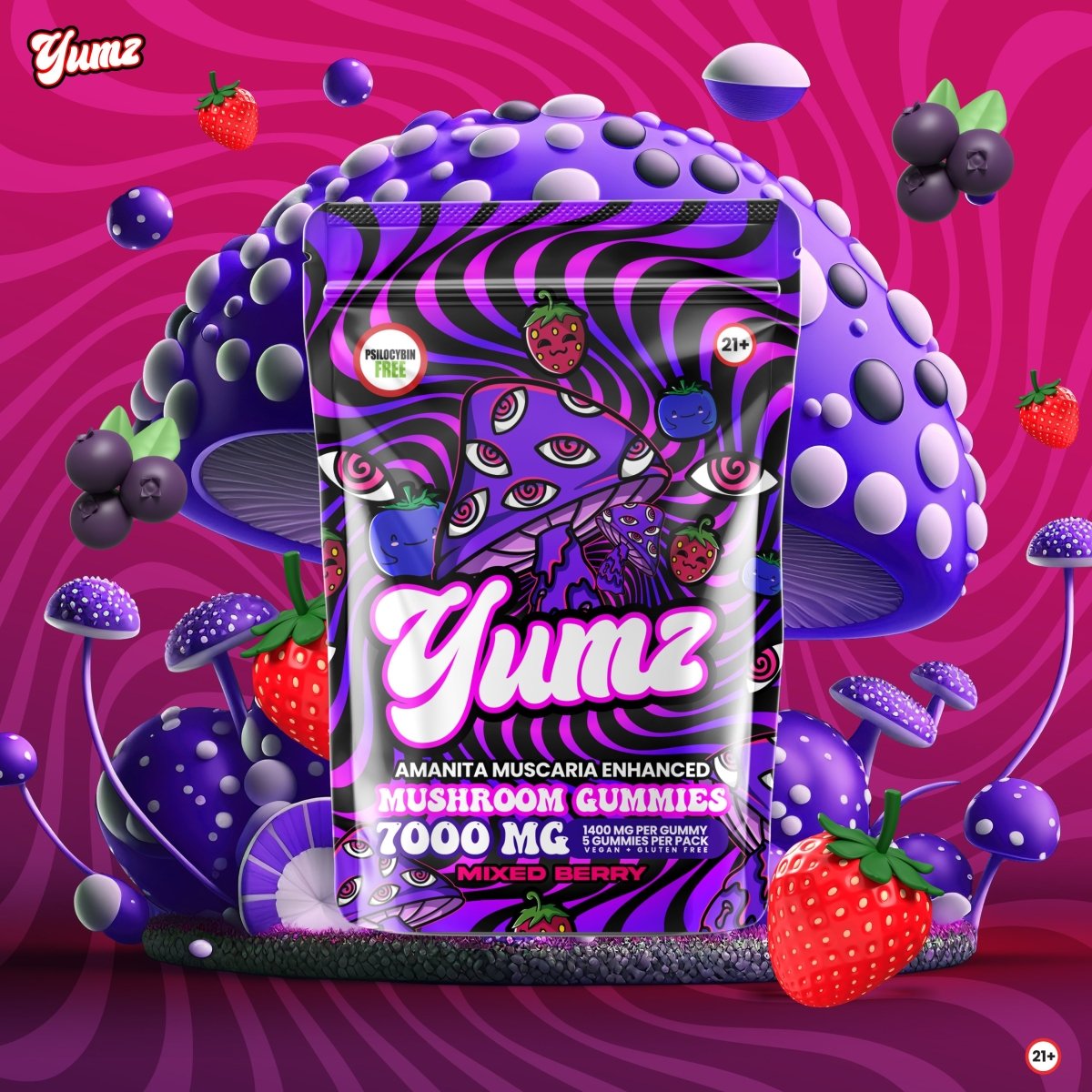 Yumz Amanita Muscaria Mushroom Gummies 7000mg (5 Pack) – My Legal Shrooms